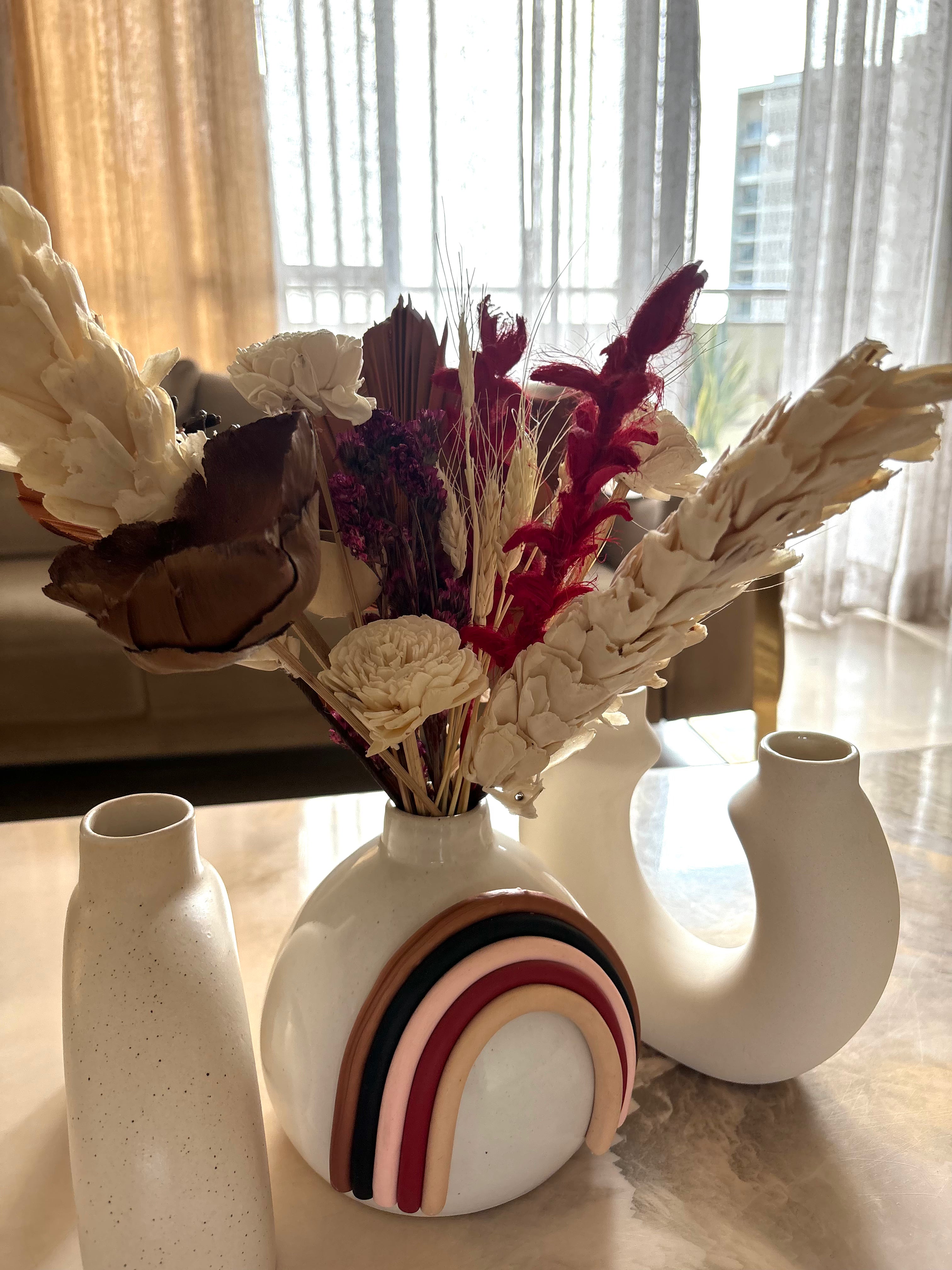 Rainbow dried flower set with vase – Casarella